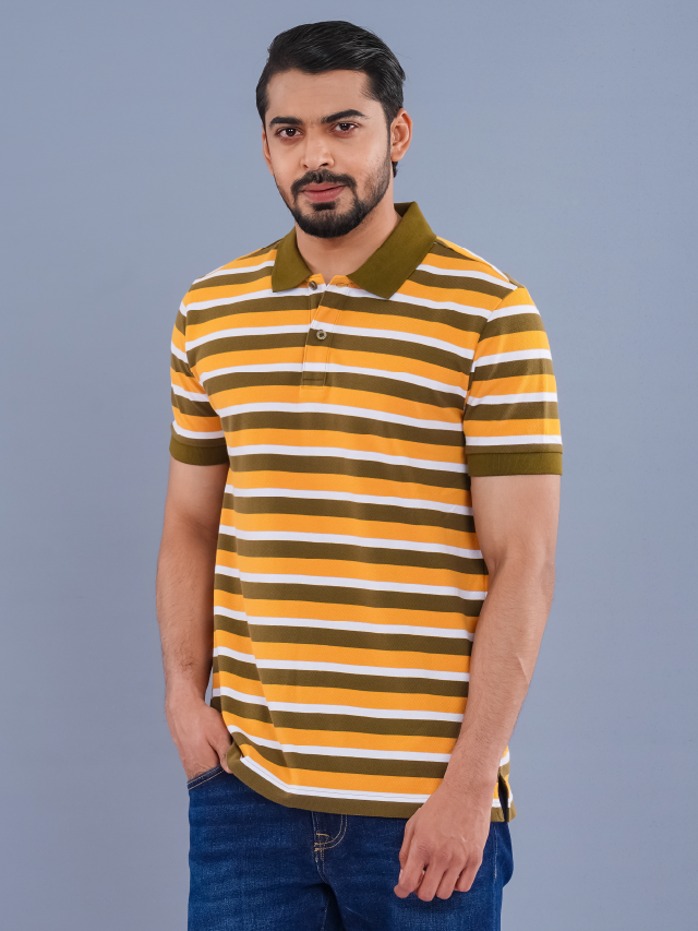 Striped Pique Polo Shirt S/S (A) | MICLO GLOBAL | Your One Stop ...