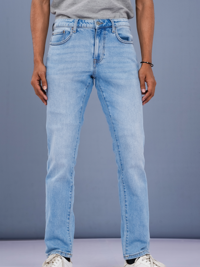 Stretch Slim Fit Straight Jeans | MICLO GLOBAL | Your One Stop Shopping ...